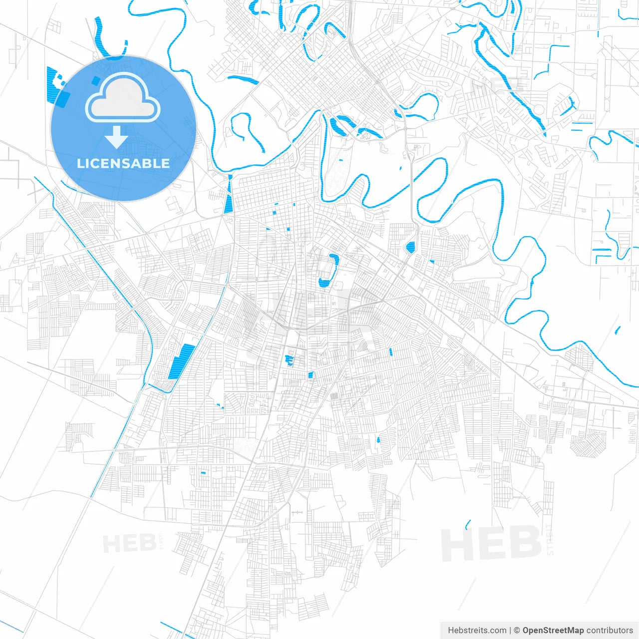 Matamoros, Mexico Pdf Vector Map With Water In Focus – HEBSTREITS
