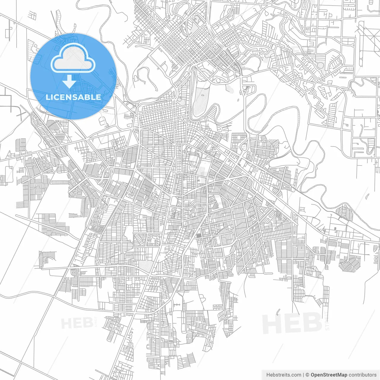 Matamoros, Tamaulipas, Mexico, Bright Outlined Vector Map – HEBSTREITS