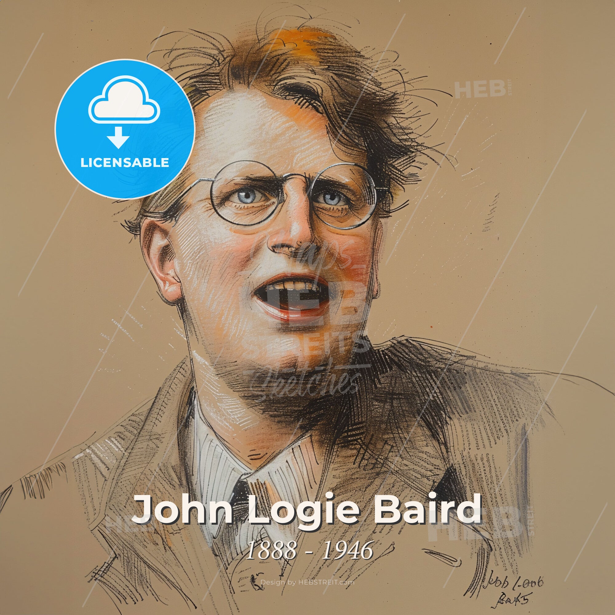 John Logie Baird, 1888 - HEBSTREITS Stock Image Template