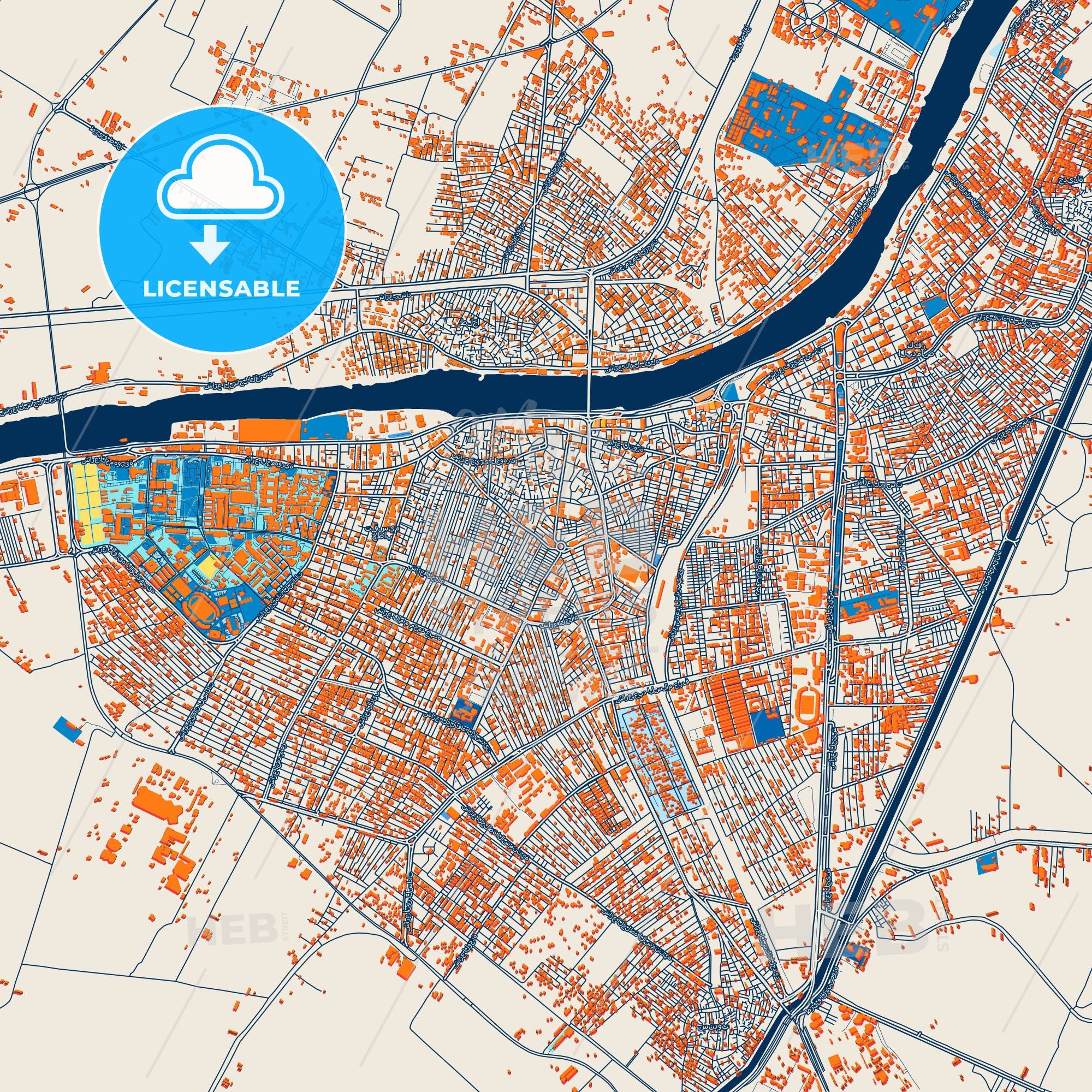 Colorful Al Mansurah Street Map - Digital Download – HEBSTREITS