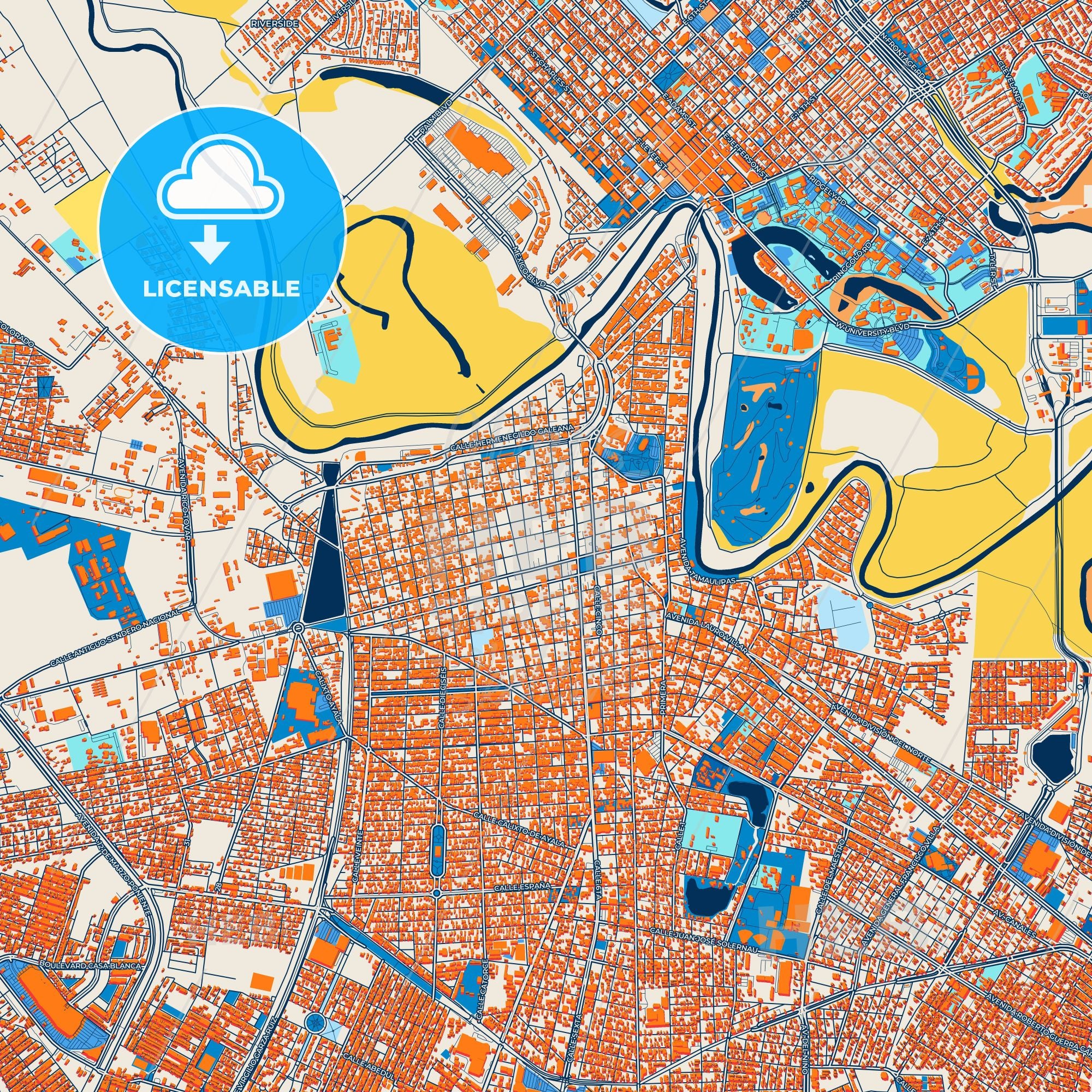 Colorful Matamoros Street Map - Digital Download – HEBSTREITS