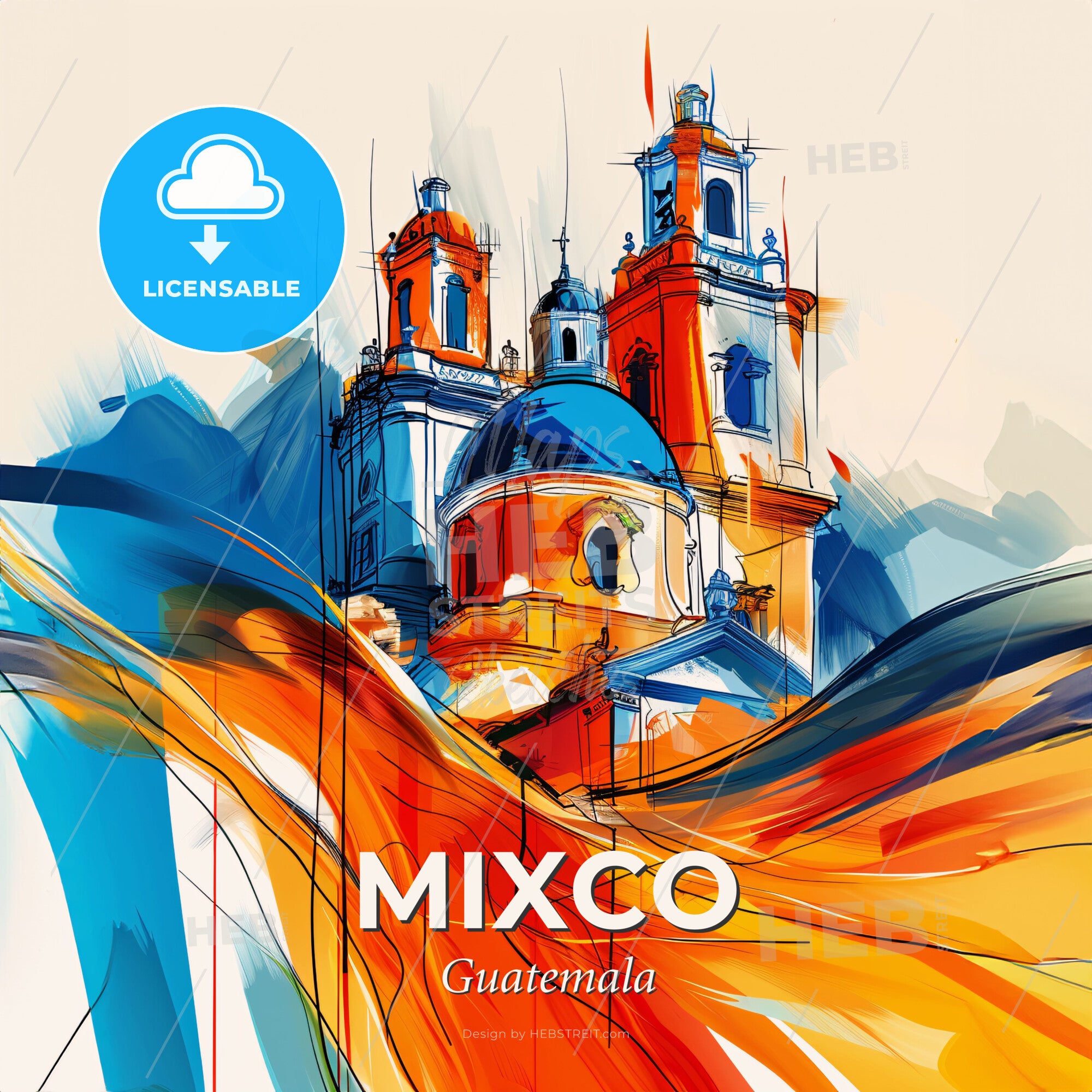 Vibrant Mixco, Guatemala, print template – HEBSTREITS