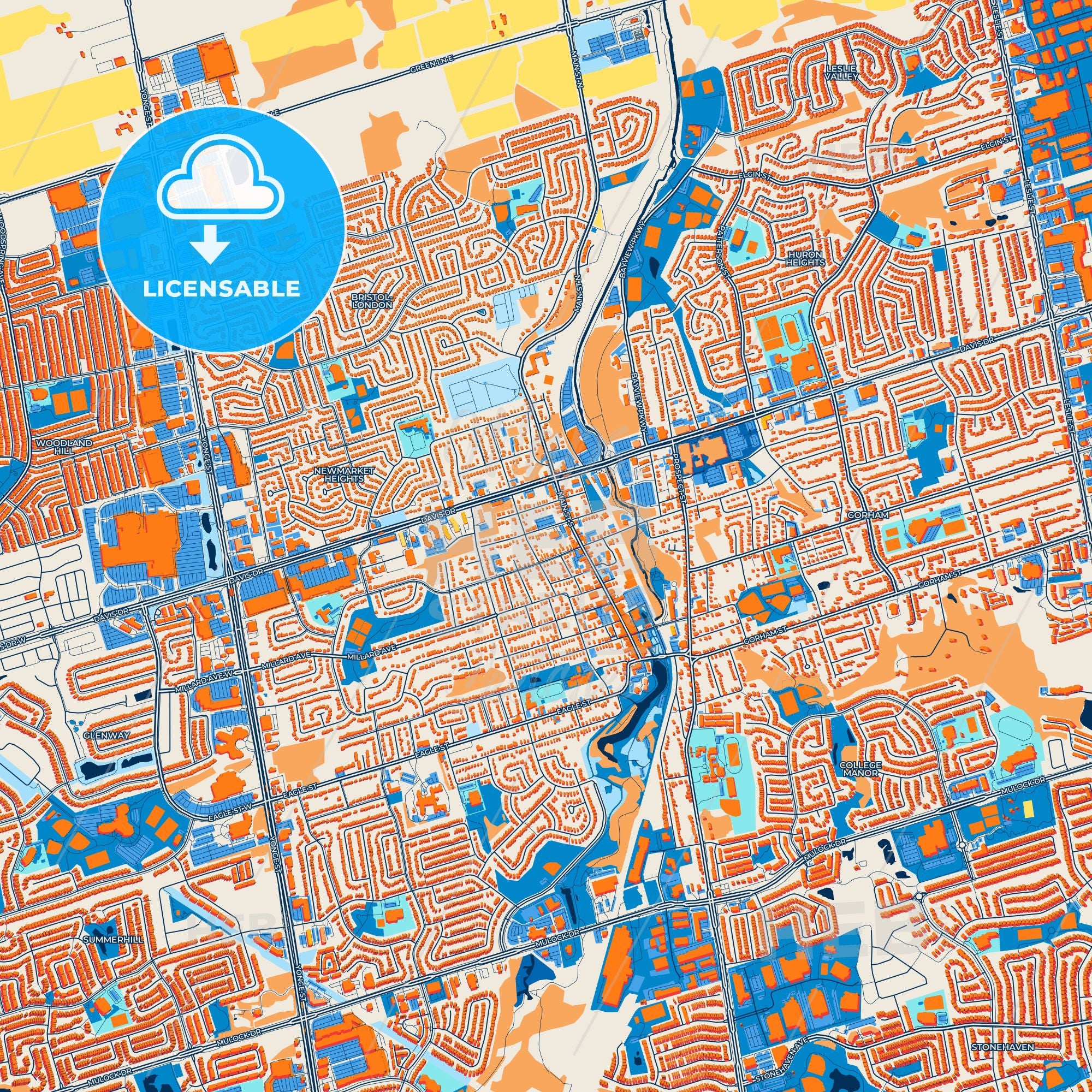 Colorful Newmarket Street Map - Digital Download – HEBSTREITS