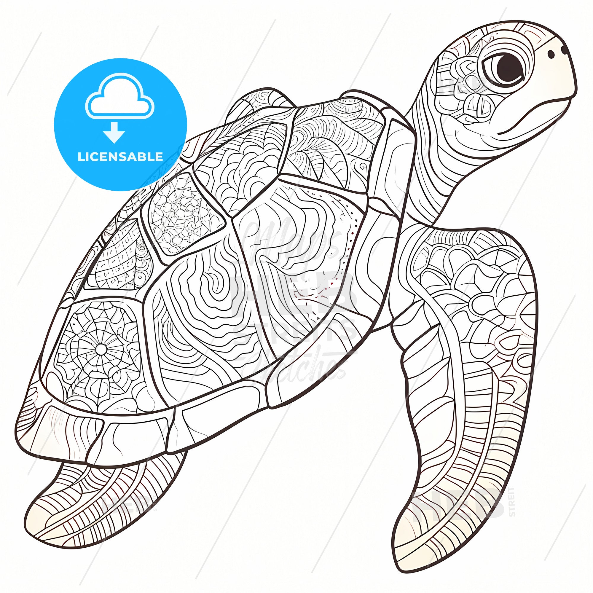 Drawing Zentangle Turtle For Coloring Page, A Drawing Of A Turtle ...
