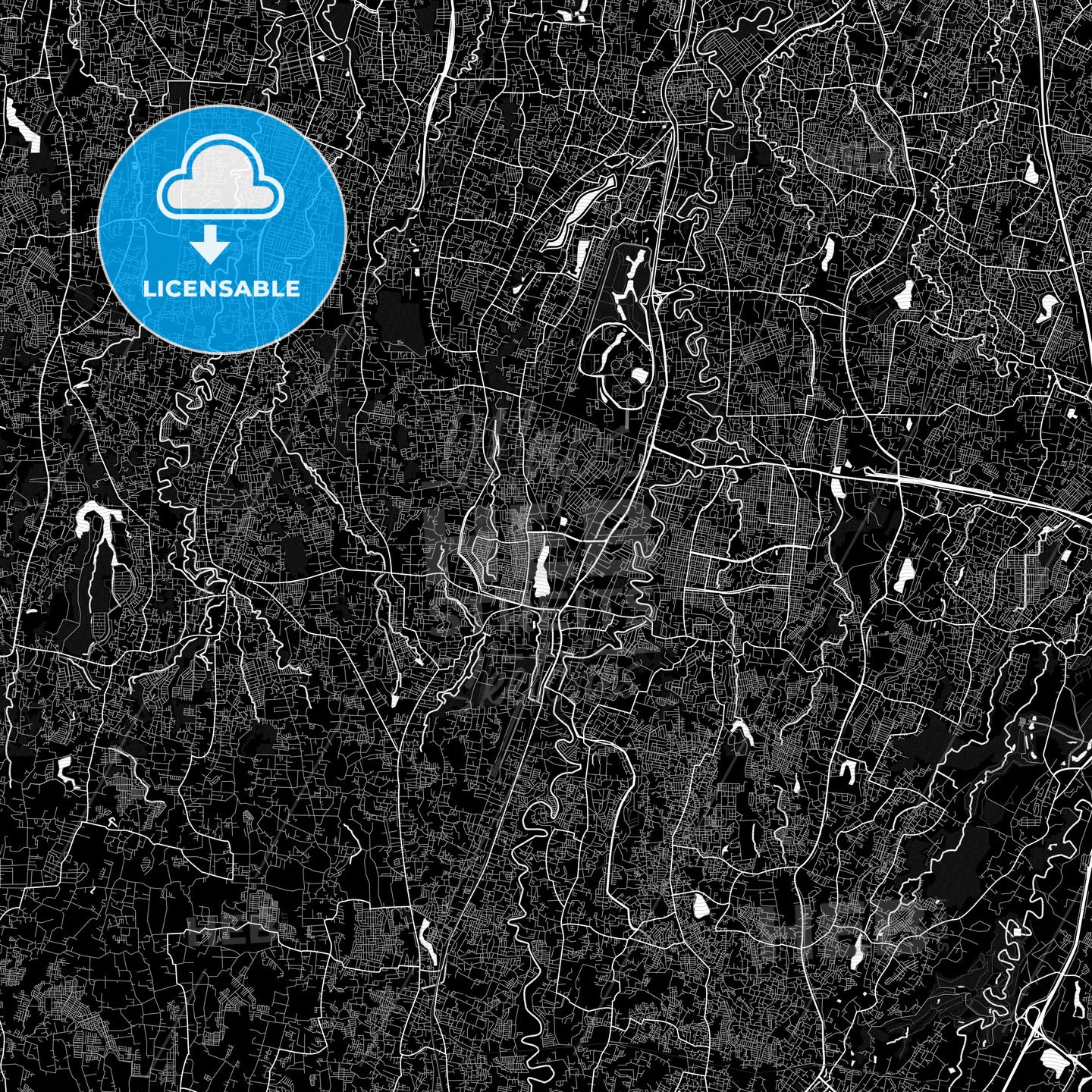 Depok, Indonesia PDF vector map black and white - HEBSTREITS