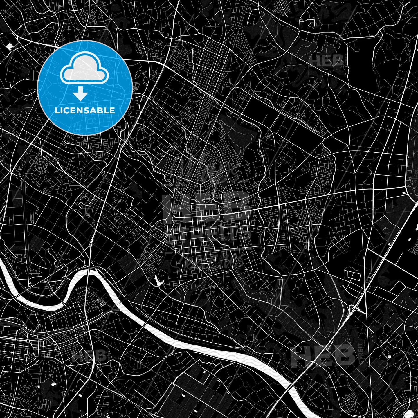 Hitachinaka, Japan Pdf Vector Map Black And White – HEBSTREITS