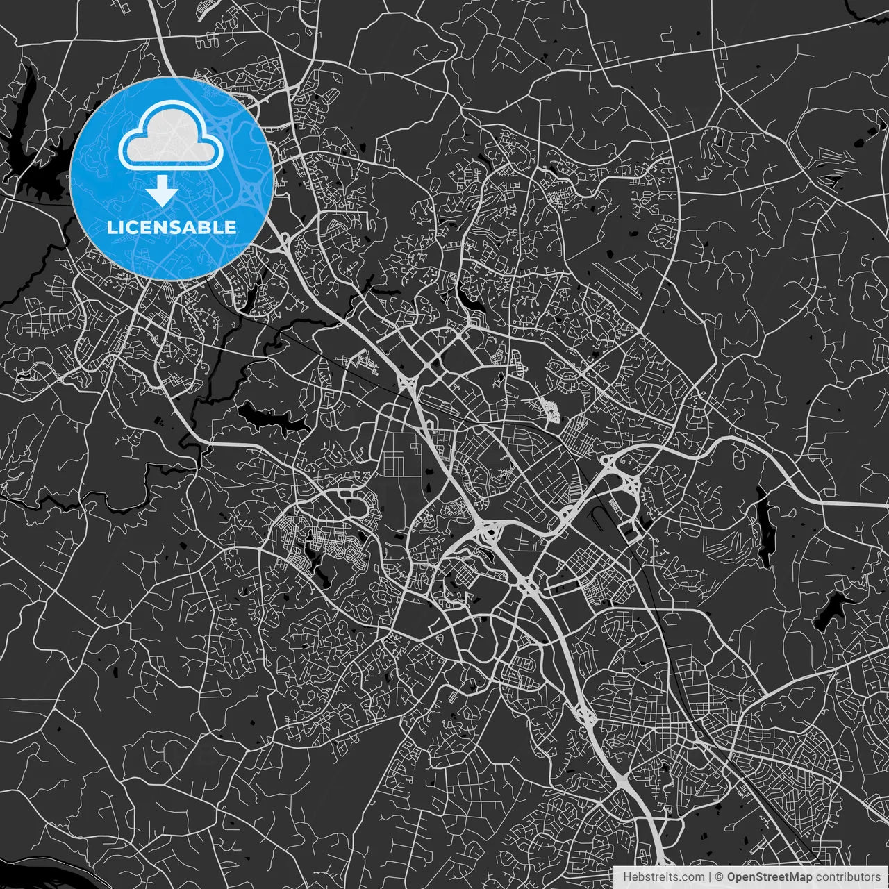 Gaithersburg, Maryland - Area Map - Dark – HEBSTREITS