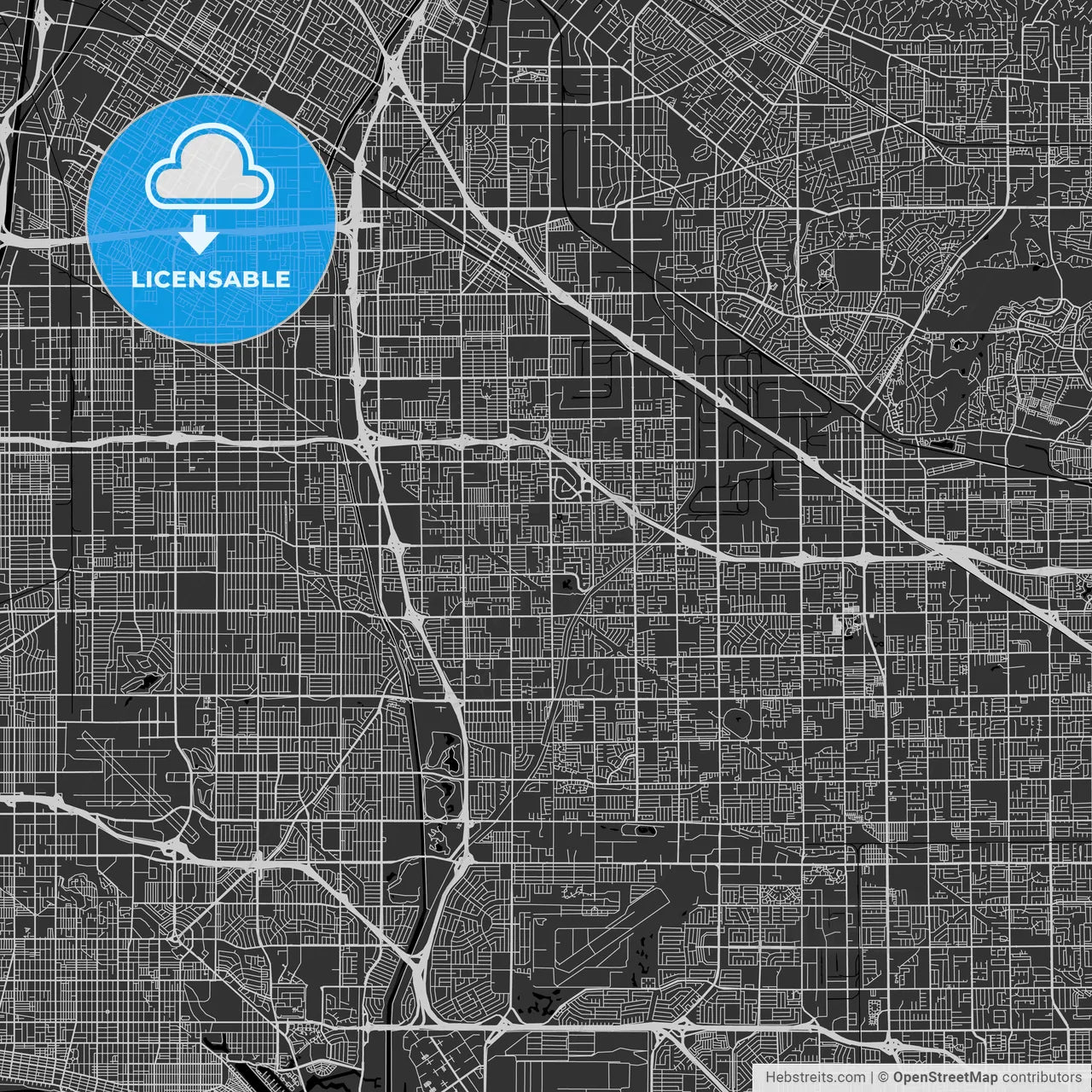 Cerritos, California - Area Map - Dark – HEBSTREITS