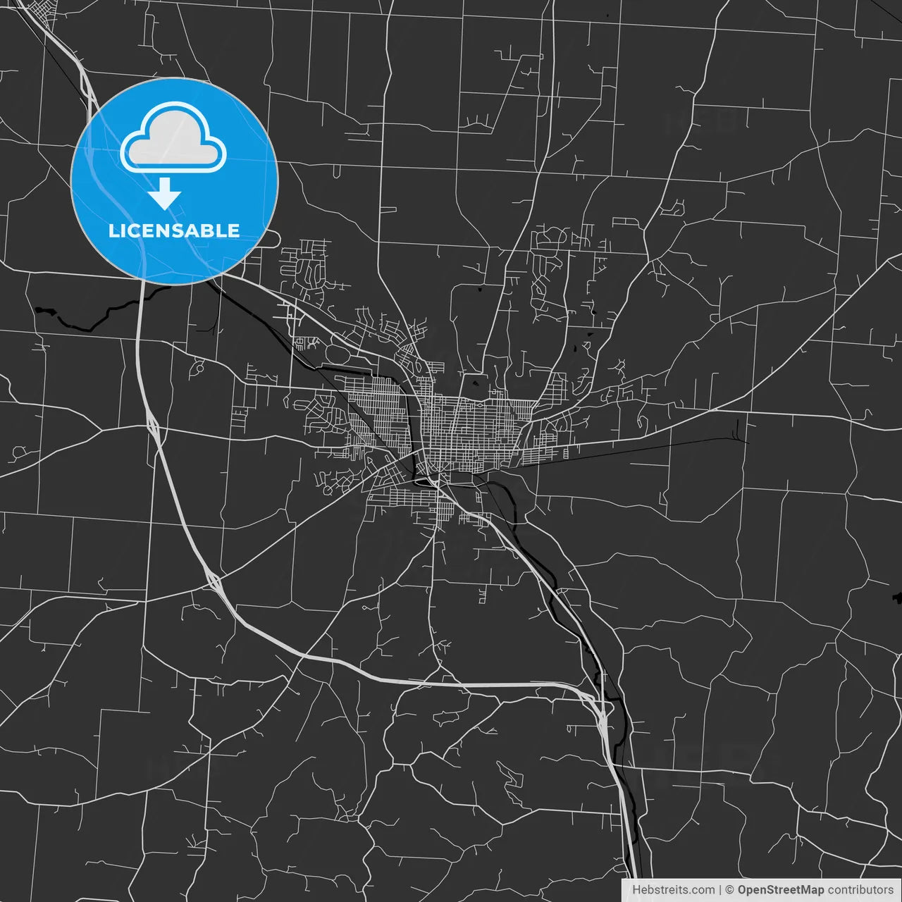 Lancaster, Ohio - Area Map - Dark – HEBSTREITS