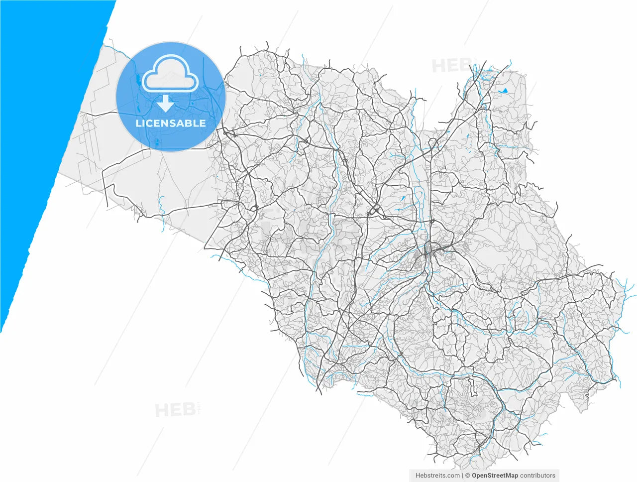 Pombal, Leiria, Portugal, High Resolution Vector Map - Instant Download ...