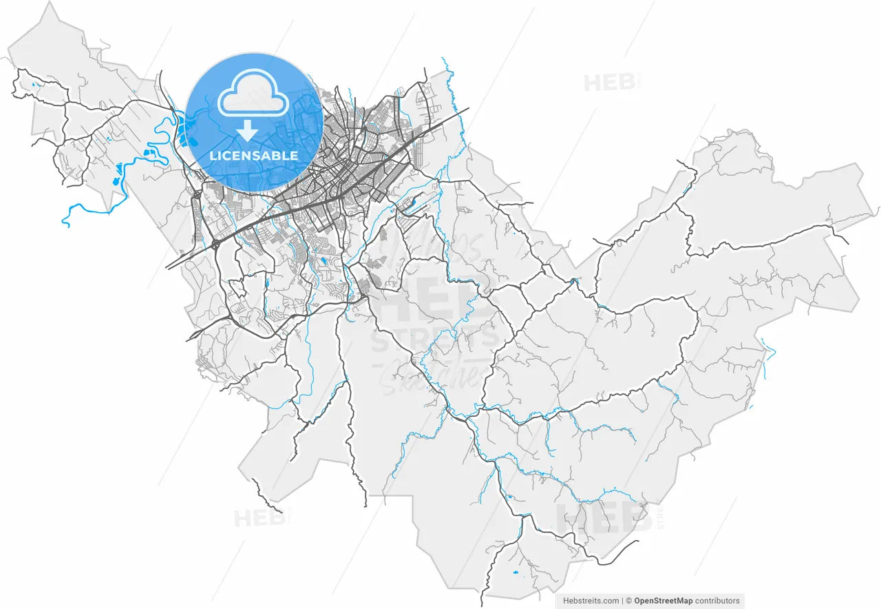 Taubate, Brazil, High Resolution Vector Map - Instant Download Pdf And ...