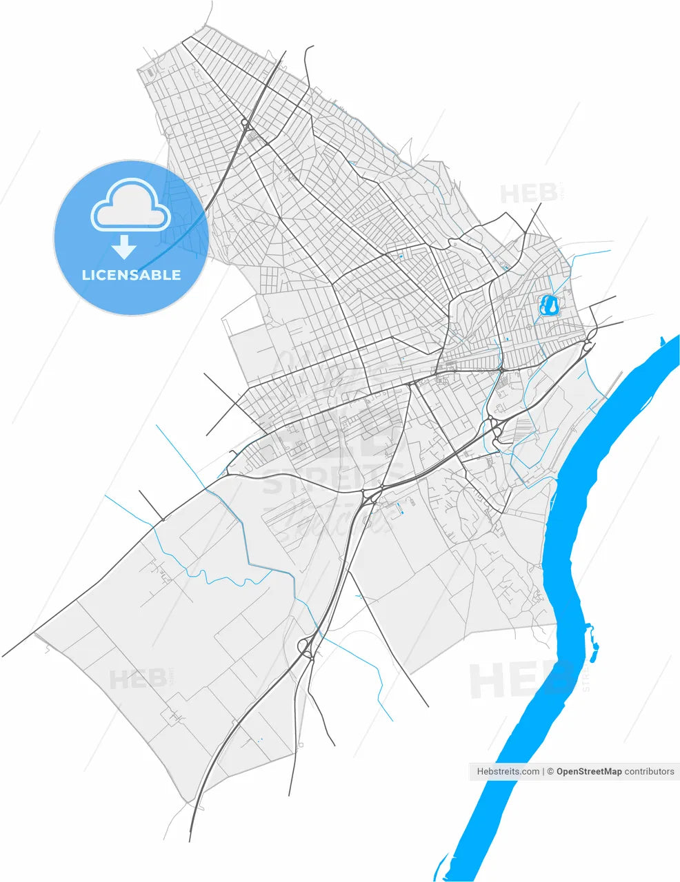 Érd, Pest, Hungary, High Resolution Vector Map - Instant Download Pdf ...