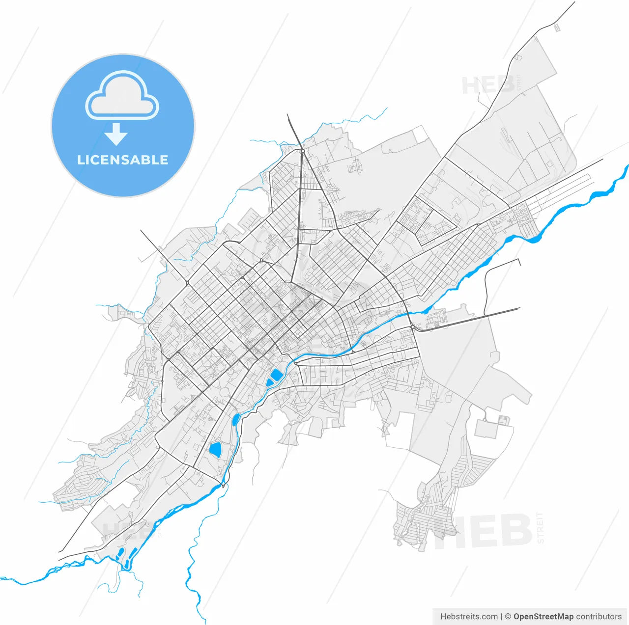 Nalchik, Kabardino-Balkar Republic, Russia, High Resolution Vector Map ...