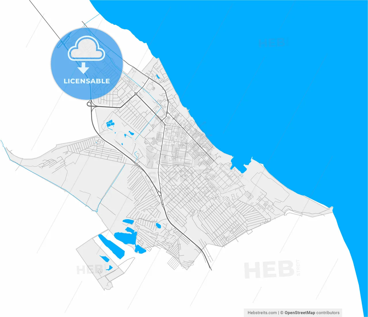 Kaspiysk, Republic Of Dagestan, Russia, High Resolution Vector Map ...