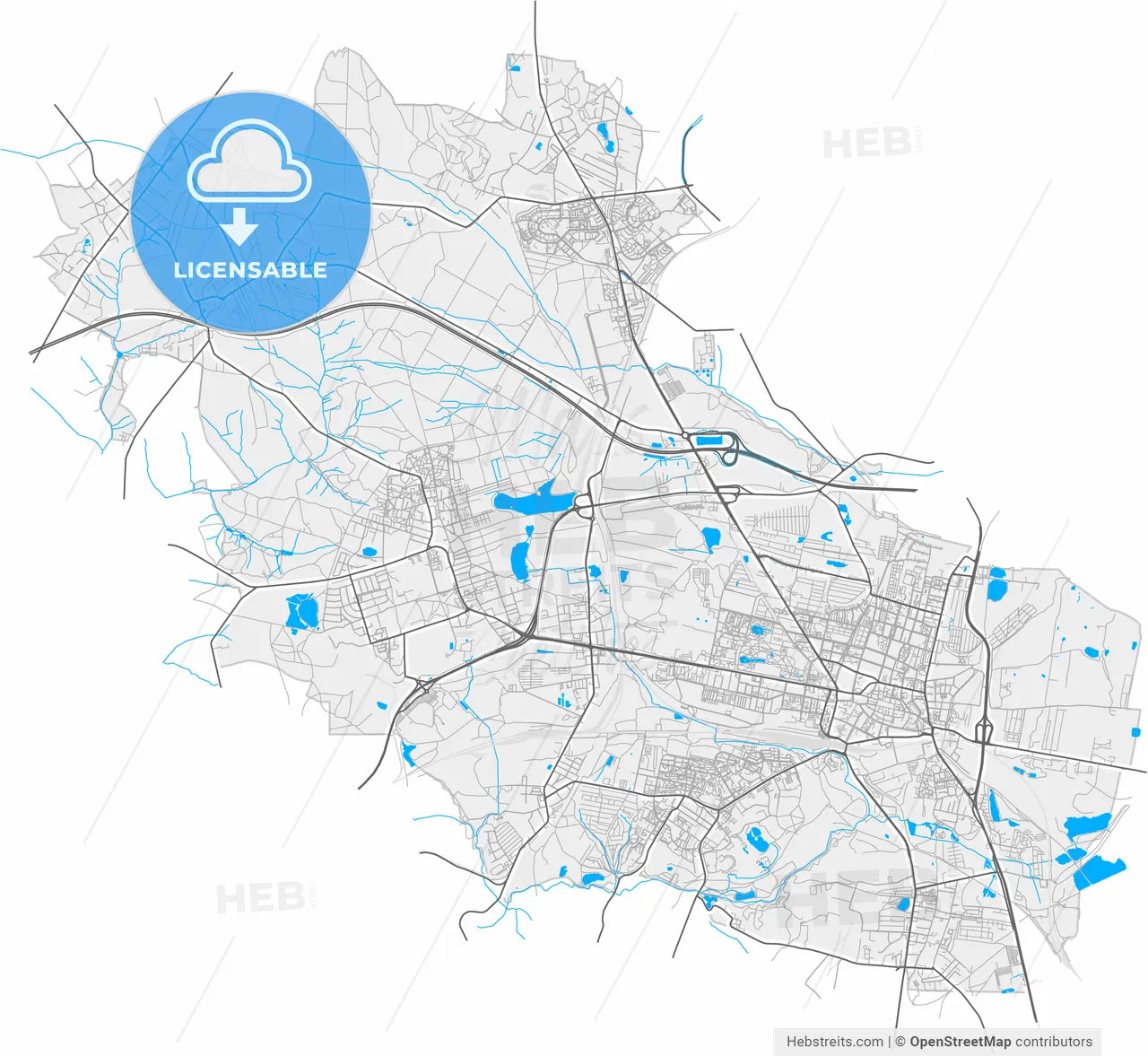 Bytom, Silesian, Poland, High Resolution Vector Map - Instant Download ...