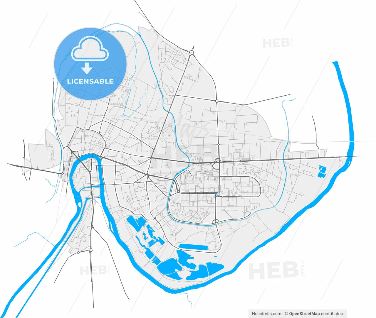 Meaux, Seine-Et-Marne, France, High Resolution Vector Map - Instant ...