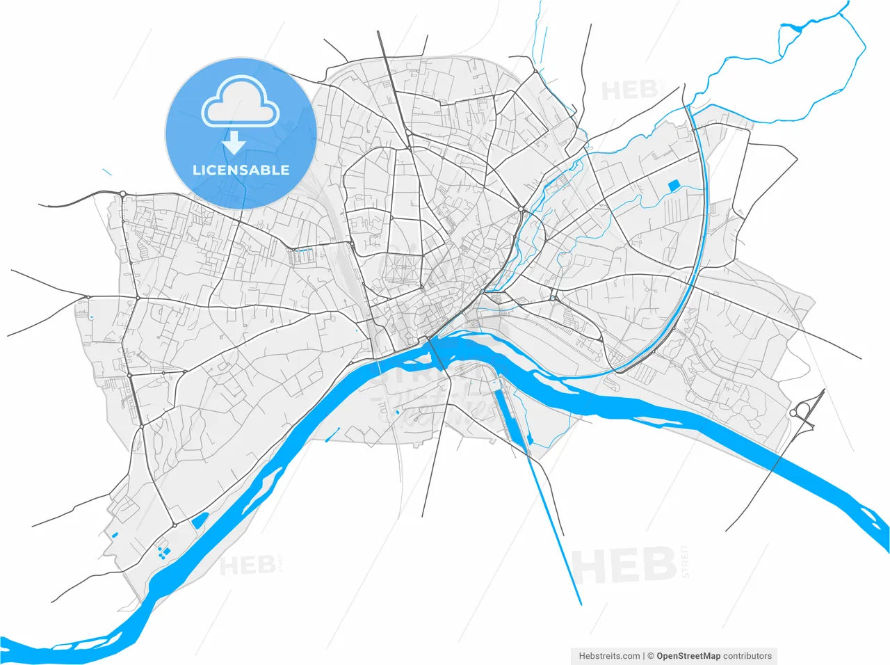 Nevers, Nièvre, France, High Resolution Vector Map - Instant Download ...