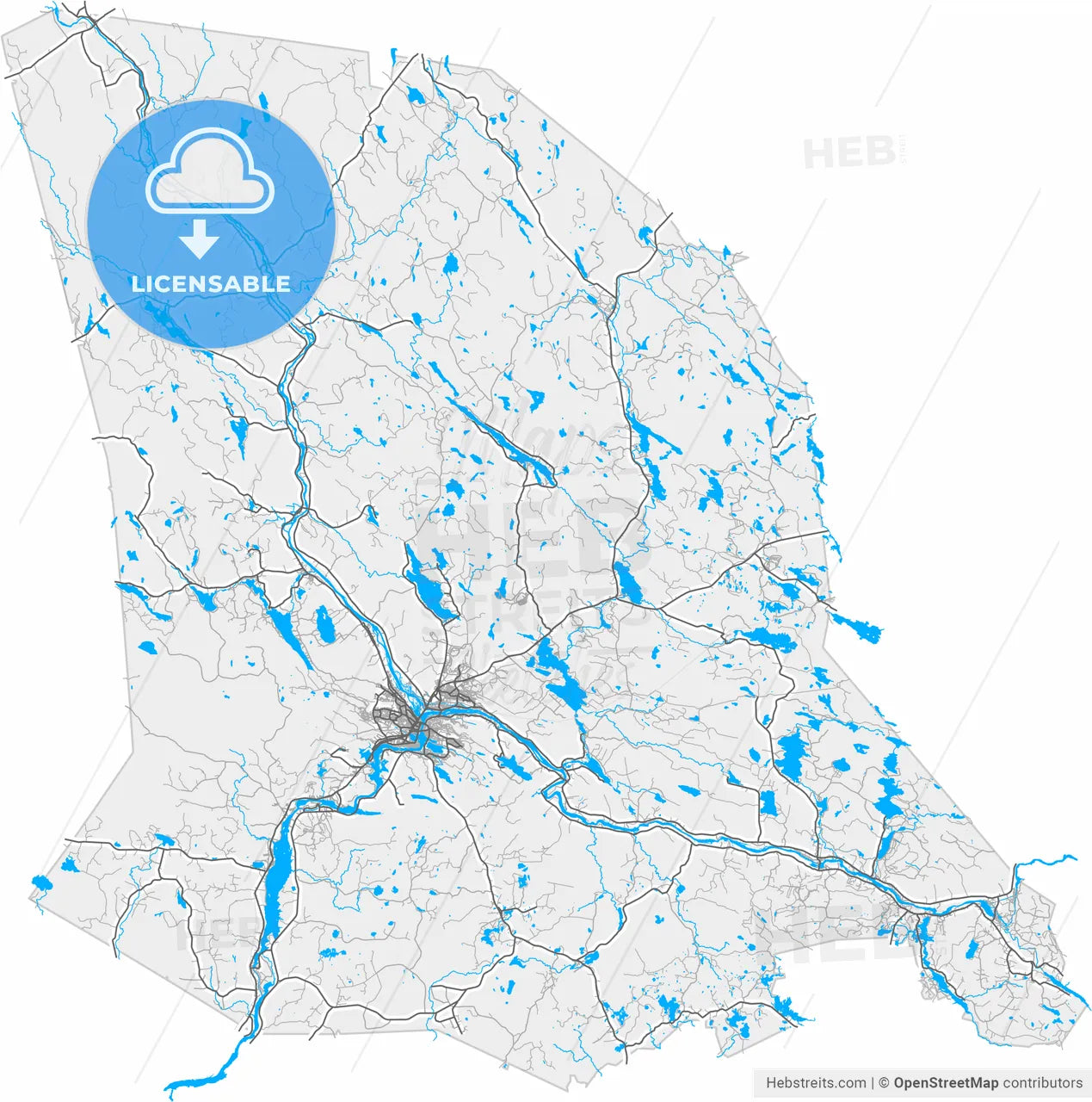 Rovaniemi, Finland, High Resolution Vector Map - Instant Download Pdf ...