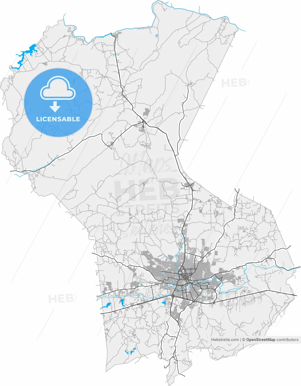 Caruaru, Brazil, High Resolution Vector Map - Instant Download Pdf And ...