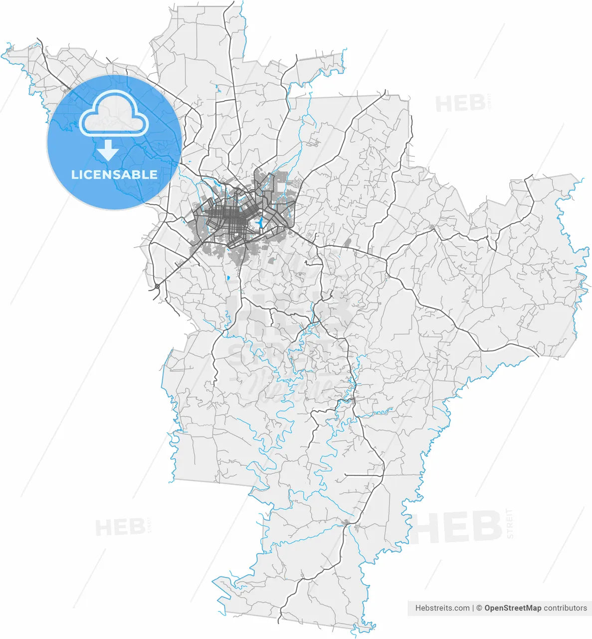 Cascavel, Brazil, High Resolution Vector Map - Instant Download Pdf And ...