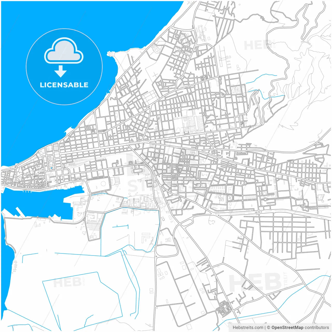 Trapani, Sicily, Italy, City Map With High Resolution Roads. – HEBSTREITS