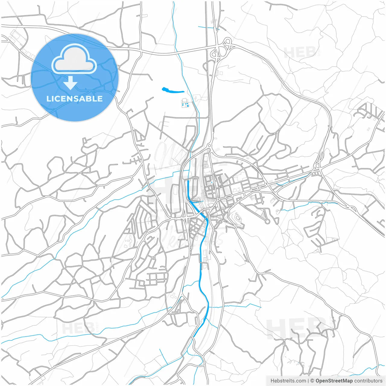 Pombal, Leiria, Portugal, City Map With High Resolution Roads. – HEBSTREITS