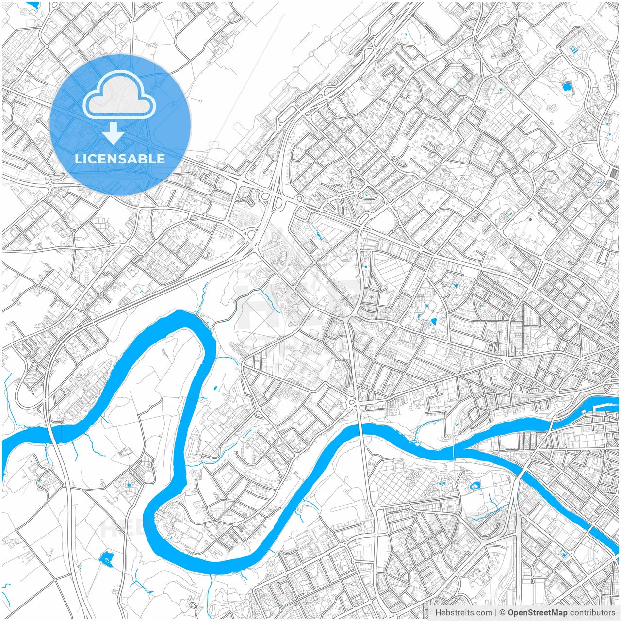 Vernier, Switzerland, City Map With High Resolution Roads. – HEBSTREITS