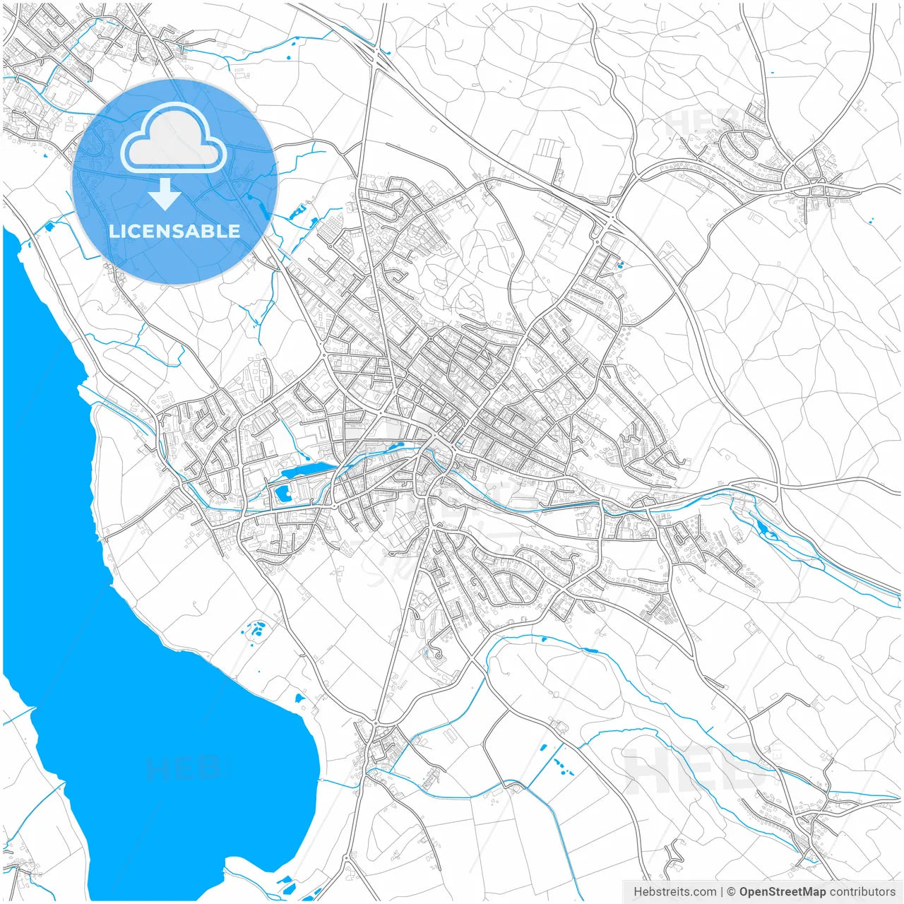 Uster, Switzerland, City Map With High Resolution Roads. – HEBSTREITS