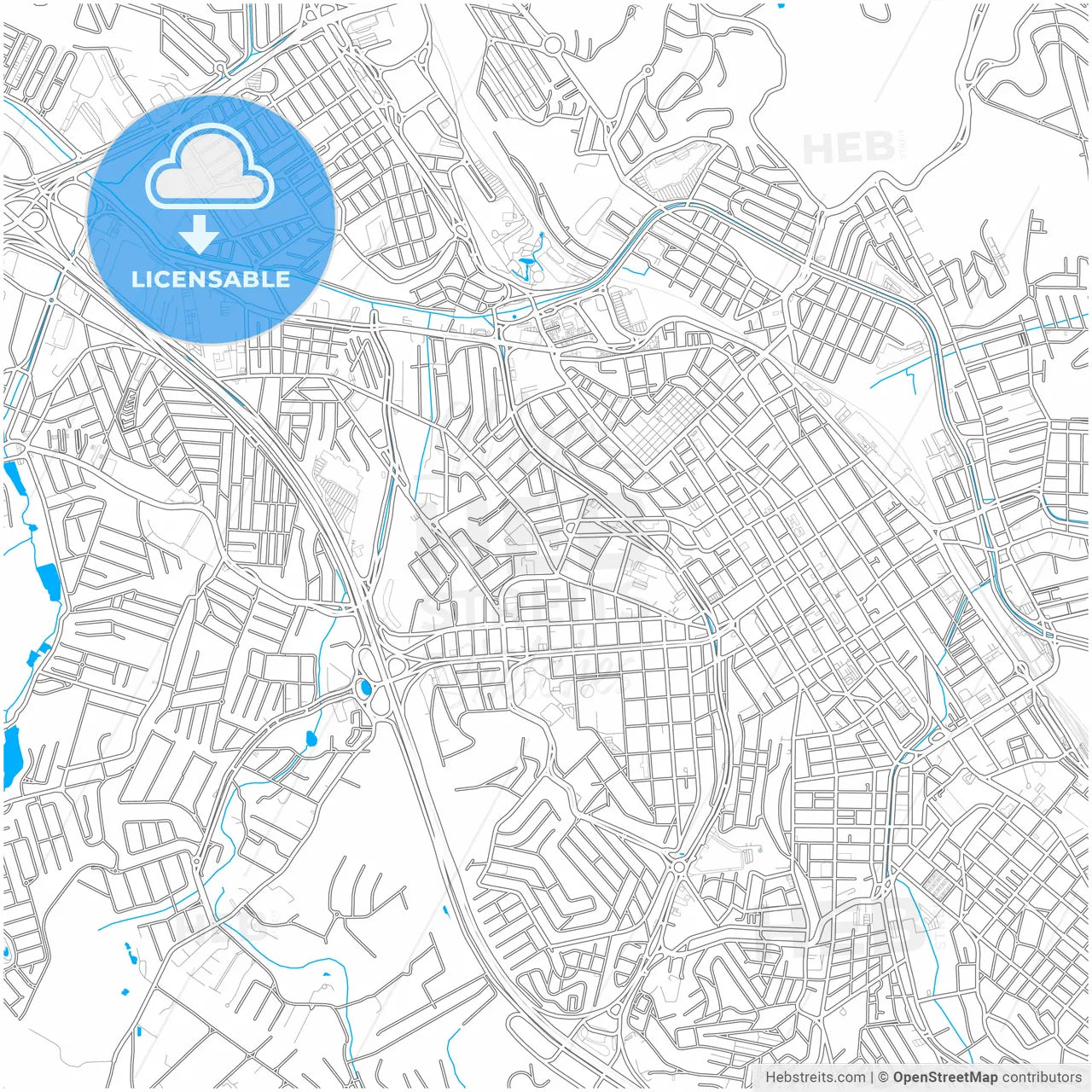 Jundiai, Brazil, City Map With High Resolution Roads. – HEBSTREITS