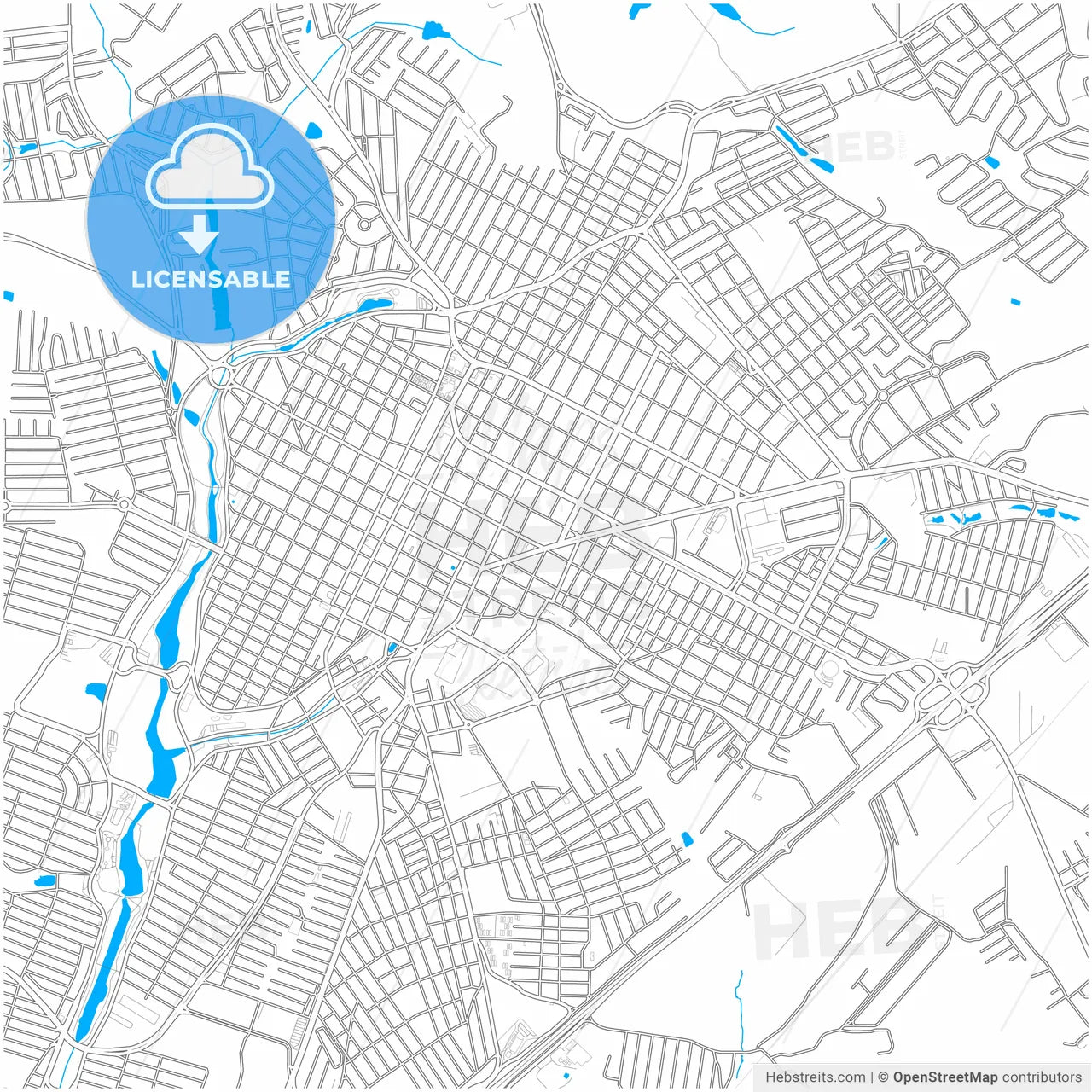 Indaiatuba, Brazil, City Map With High Resolution Roads. – HEBSTREITS