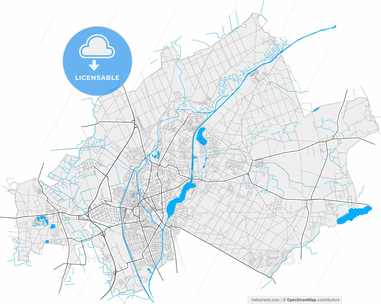 Oranienburg, Brandenburg, Germany, High Resolution Vector Map - Instant ...