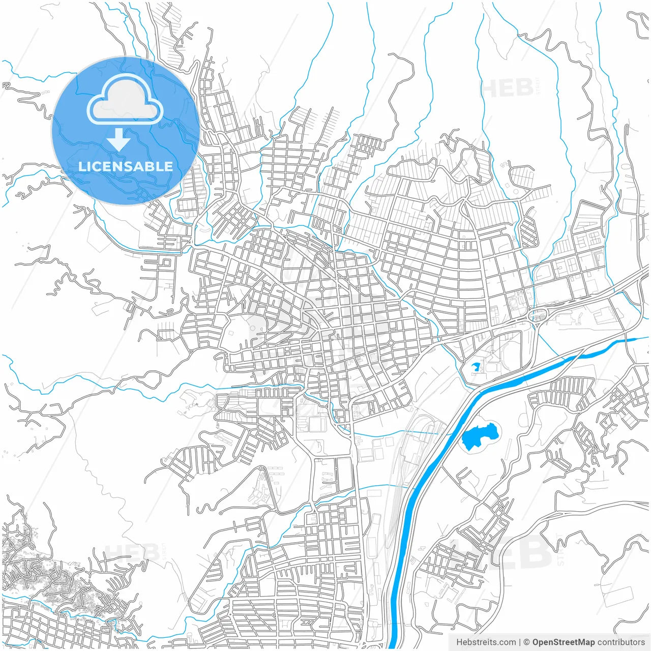 Bello, Colombia, City Map With High Resolution Roads. – HEBSTREITS