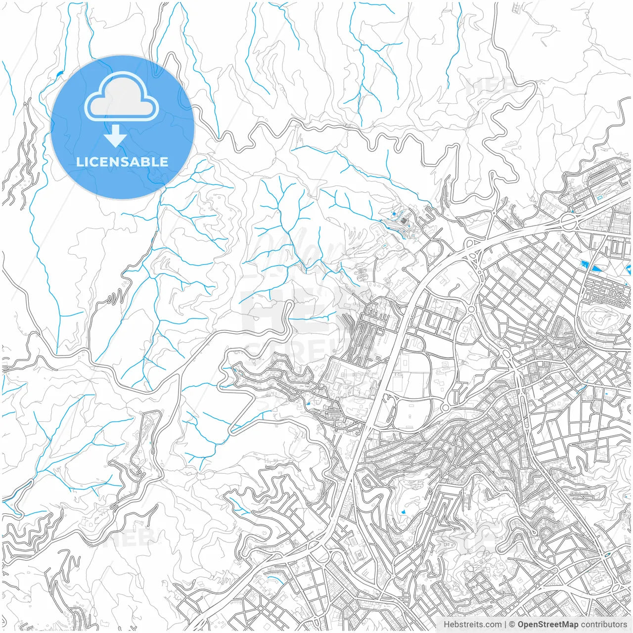 Horta-Guinardó, Barcelona, Spain, City Map With High Resolution Roads ...