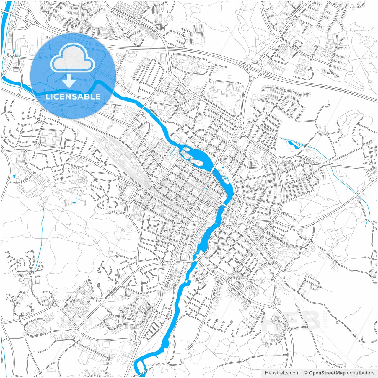 Eskilstuna, Sweden, City Map With High Resolution Roads. – HEBSTREITS