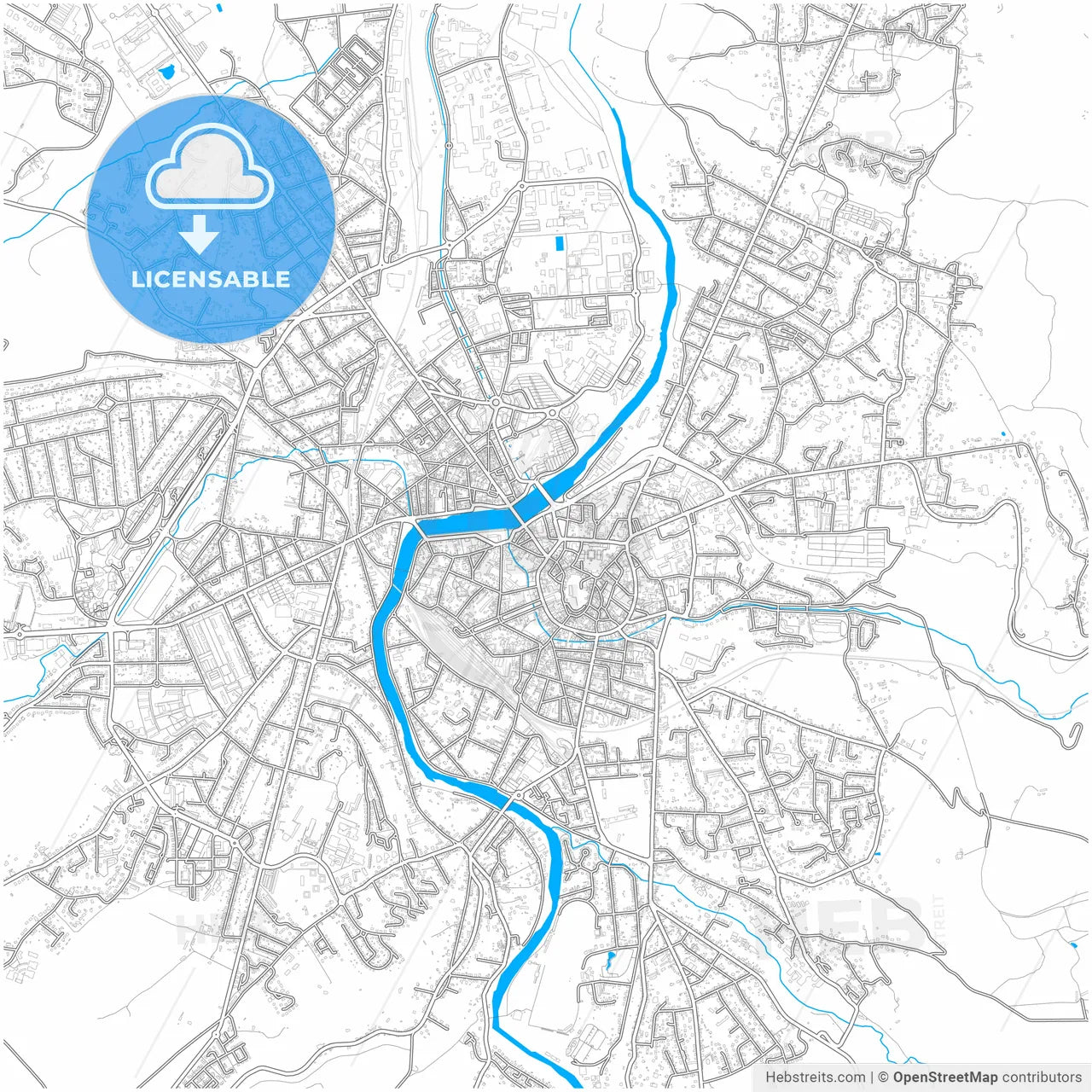 Montluçon, Allier, France, City Map With High Resolution Roads ...