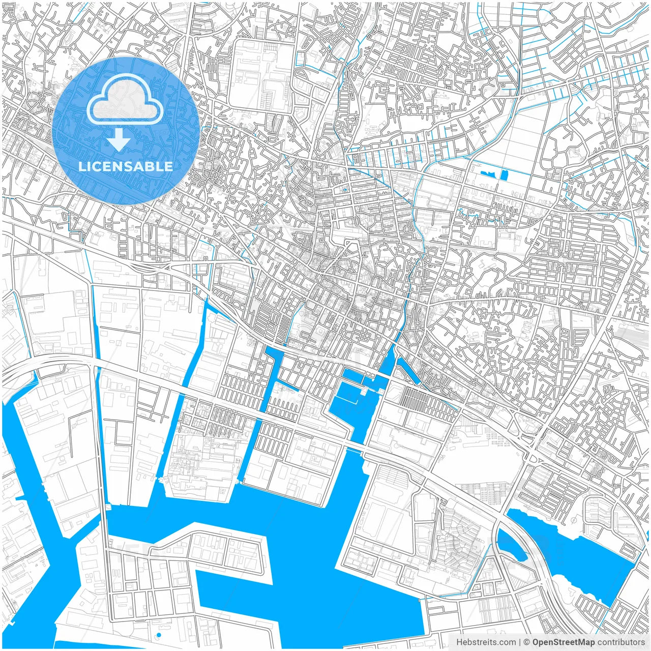 Funabashi, Chiba, Japan, City Map With High Resolution Roads. – HEBSTREITS