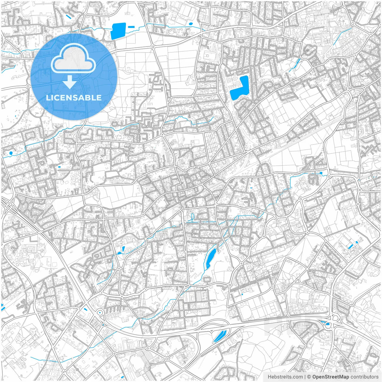 Pessac, Gironde, France, City Map With High Resolution Roads. – HEBSTREITS