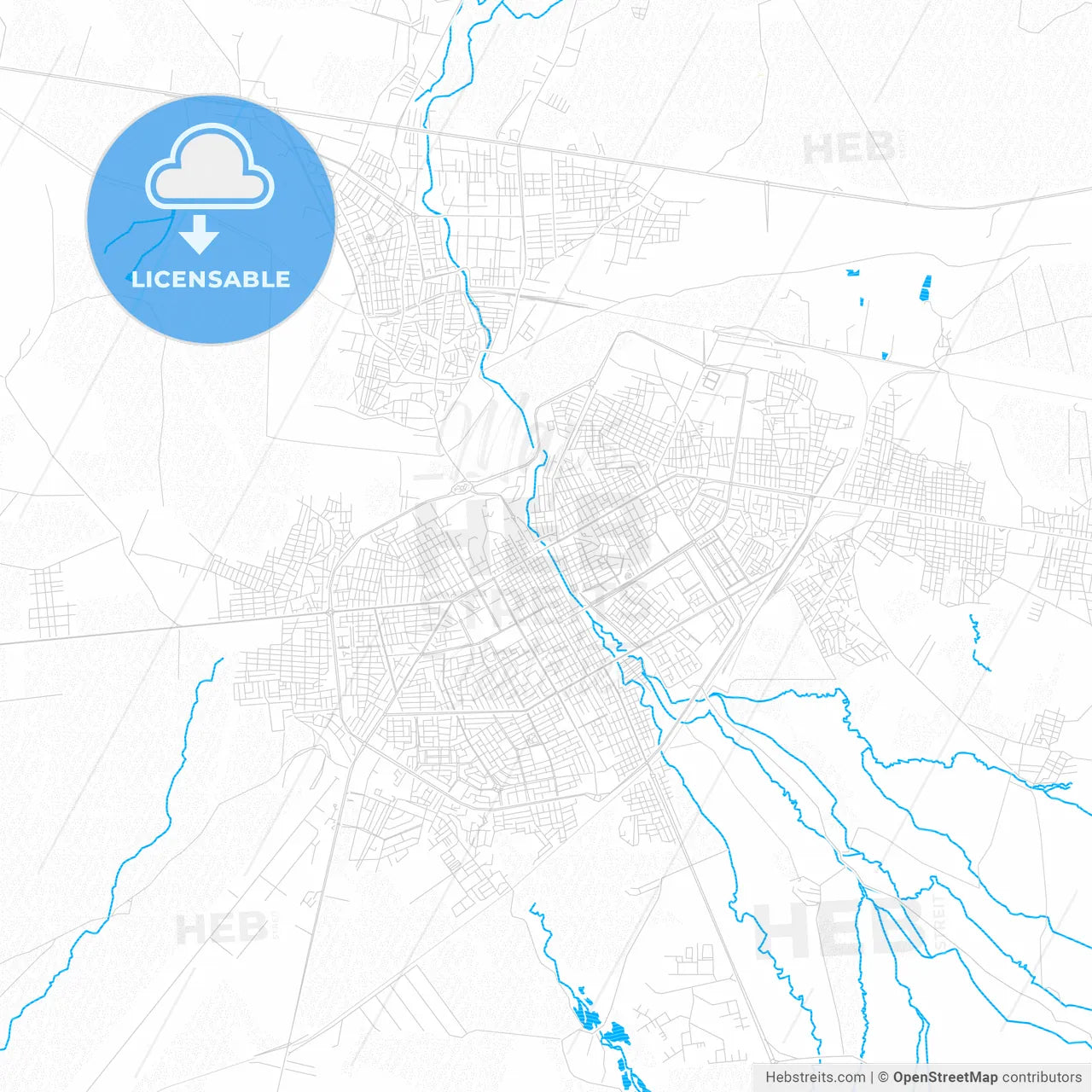 Qamishli, Syria Pdf Vector Map With Water In Focus – HEBSTREITS