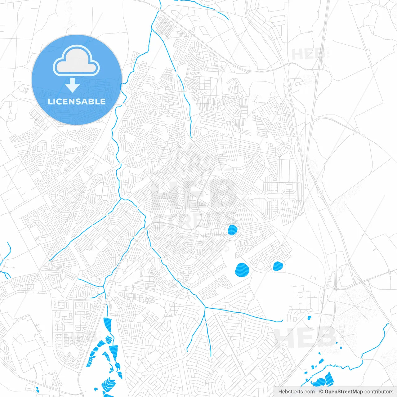 Tembisa, South Africa Pdf Vector Map With Water In Focus – HEBSTREITS
