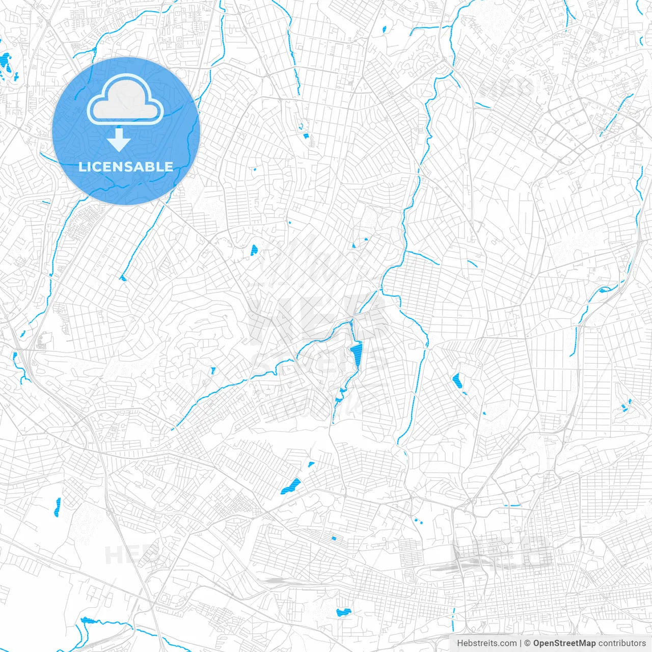 Randburg, South Africa Pdf Vector Map With Water In Focus – HEBSTREITS