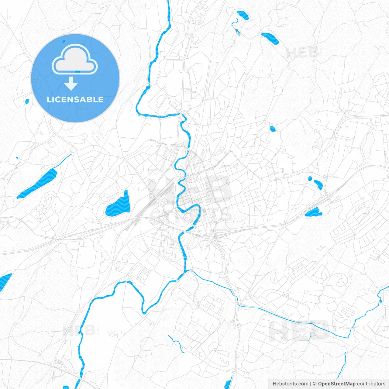 Borås, Sweden Pdf Vector Map With Water In Focus – HEBSTREITS
