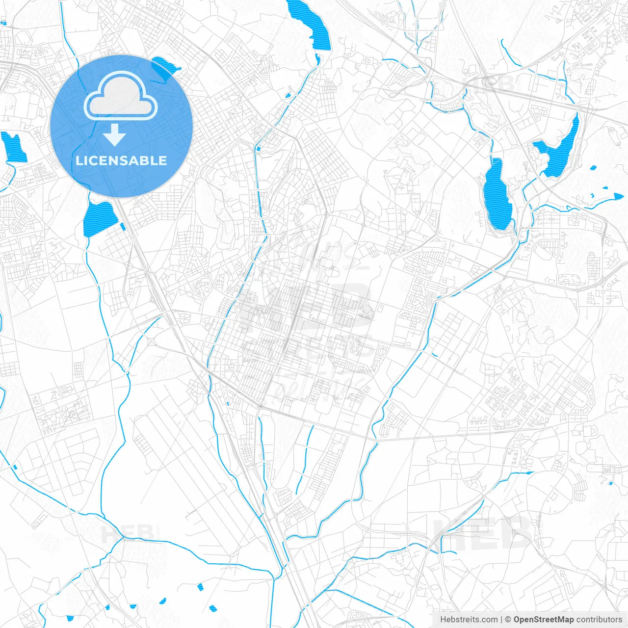 Suwon, South Korea Pdf Vector Map With Water In Focus – HEBSTREITS
