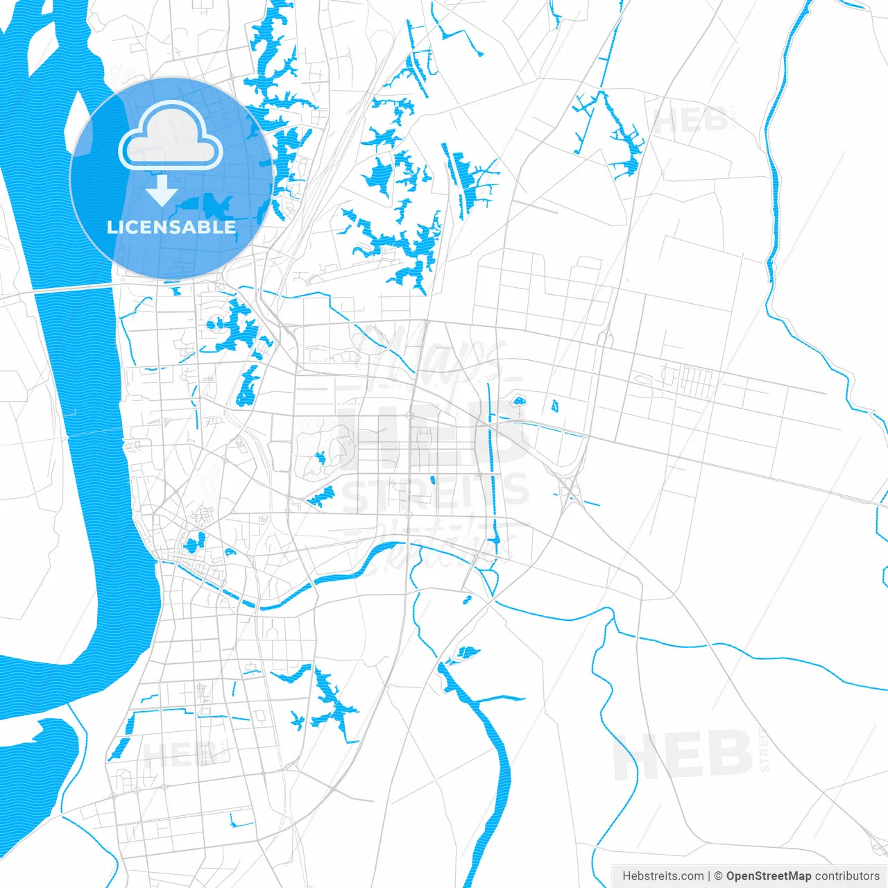 Wuhu, China Pdf Vector Map With Water In Focus – HEBSTREITS