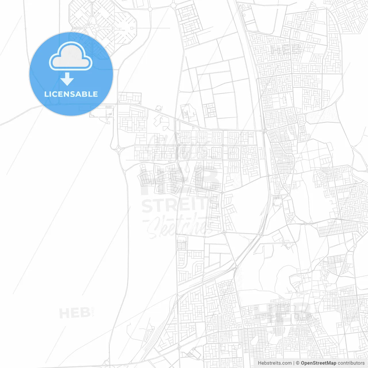 Al-Mubarraz, Saudi Arabia Pdf Vector Map With Water In Focus – HEBSTREITS