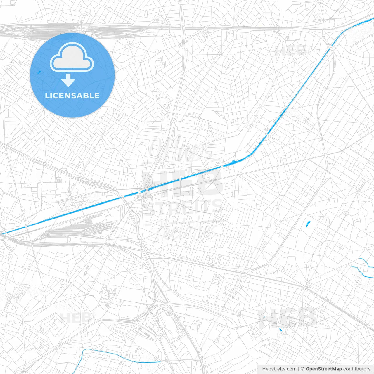 Bondy, France Pdf Vector Map With Water In Focus – HEBSTREITS