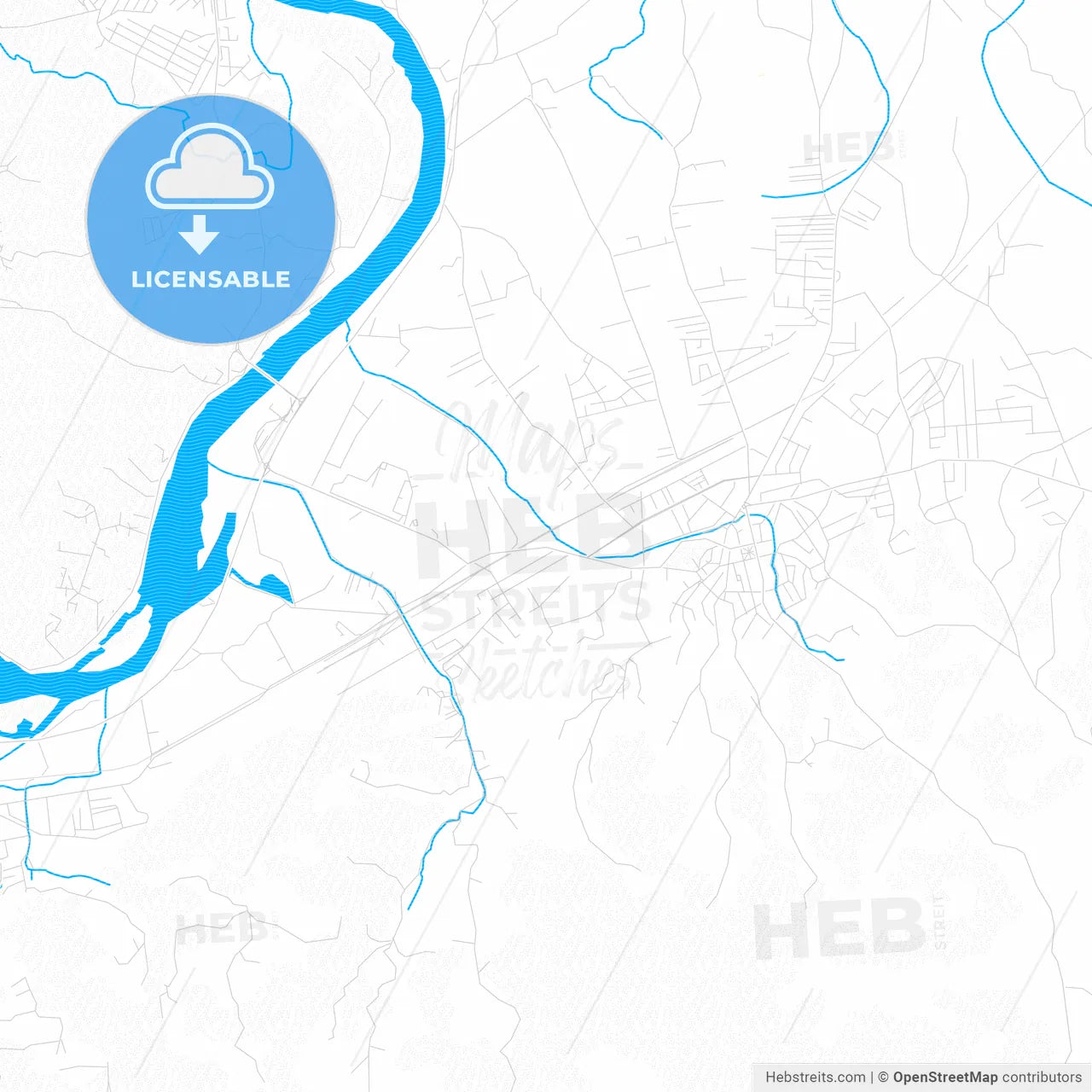 Loznica, Serbia Pdf Vector Map With Water In Focus – HEBSTREITS