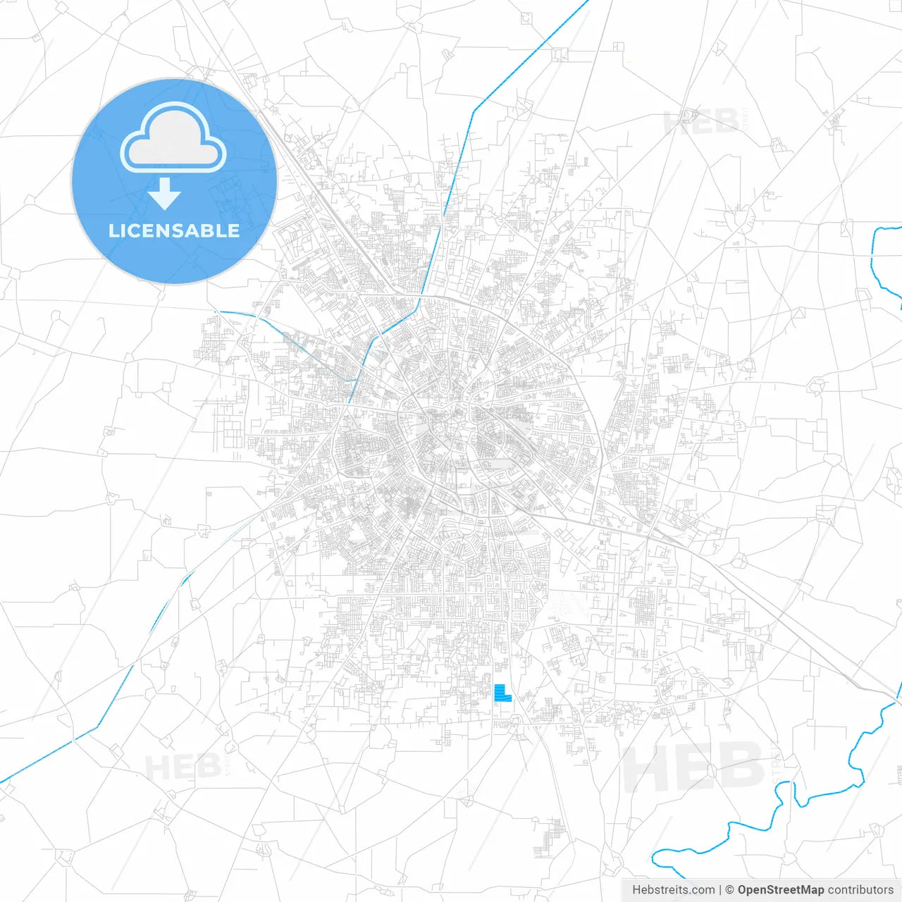 Jalandhar, India Pdf Vector Map With Water In Focus – HEBSTREITS