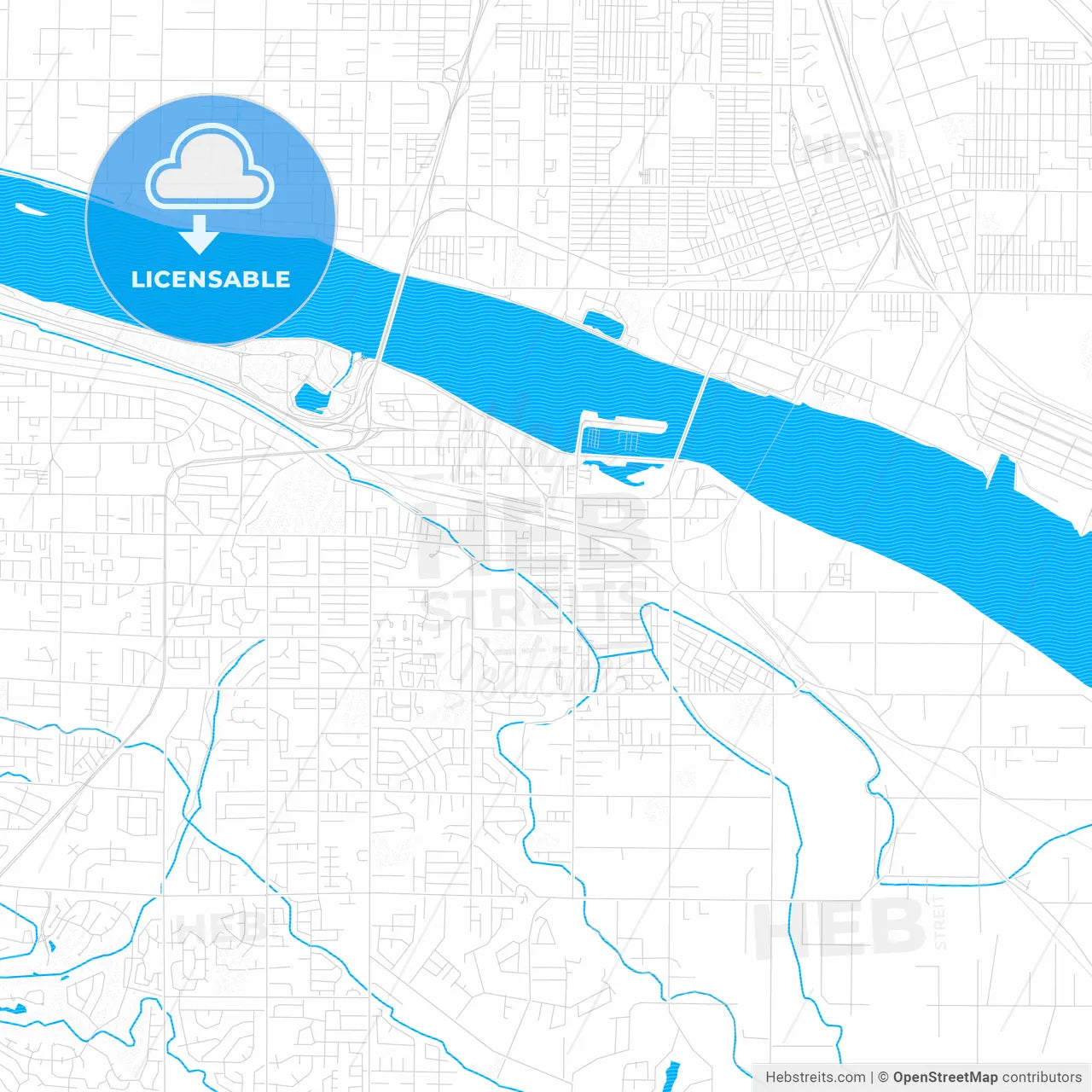 Kennewick, Washington, United States, Pdf Vector Map With Water In ...
