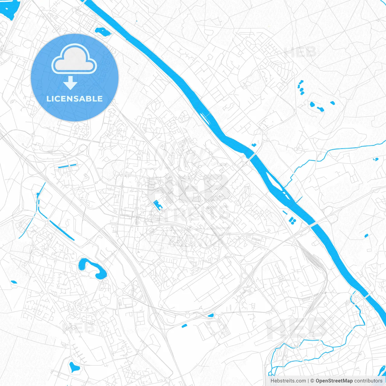 Évry, France Pdf Vector Map With Water In Focus – HEBSTREITS