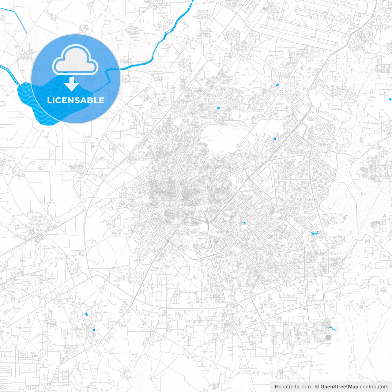 Gurgaon, India Pdf Vector Map With Water In Focus – HEBSTREITS